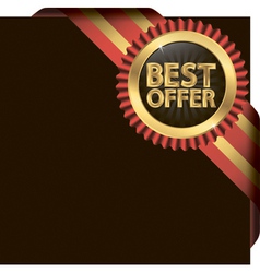 Golden blank label with ribbon Royalty Free Vector Image