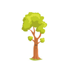 Humanized forest tree with upset face expression Vector Image