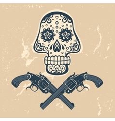Sugar skull on grunge background Royalty Free Vector Image