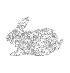 Rabbit and easter egg coloring page Royalty Free Vector