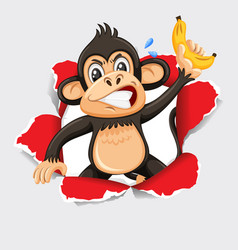 Background template design with wild monkey Vector Image