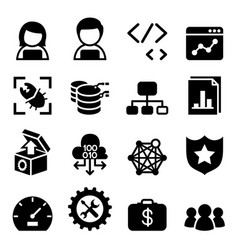 Devops software development icon set coding Vector Image