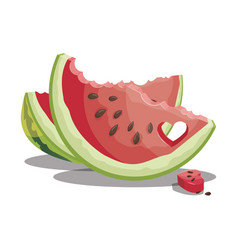 Cartoon bite a piece of watermelon slice Vector Image