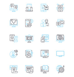 Digital technique linear icons set algorithm Vector Image