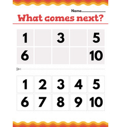 What number comes next math preschool or Vector Image