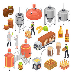Beer production cartoon set Royalty Free Vector Image