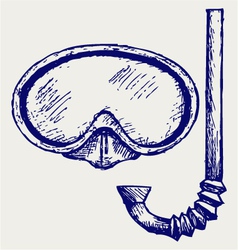 Doodle scuba mask snorkel Royalty Free Vector Image