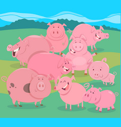 Flock sheep characters cartoon Royalty Free Vector Image
