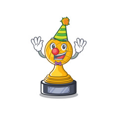 Clown volleyball trophy cartoon displayed above Vector Image