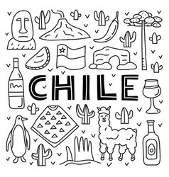 Poster with lettering and doodle colored chile Vector Image