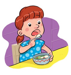 Child eating healthy food Royalty Free Vector Image