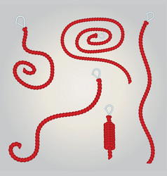 Realistic ropes yellow or brown curved nautical Vector Image