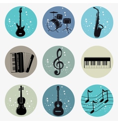 Set isolated musical instruments Royalty Free Vector Image