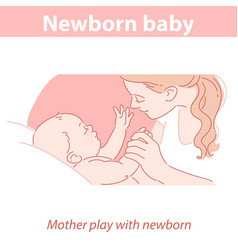 Logotype mother with newborn baby on hands Vector Image