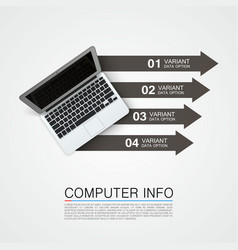 Laptop computer infographic with list of detail Vector Image