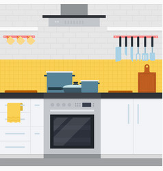 Kitchen interior with furniture equipment Vector Image