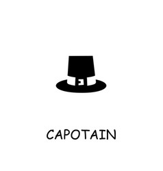 Pilgrim hat capotain flat icon Royalty Free Vector Image