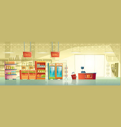 Grocery store flat cashier Royalty Free Vector Image