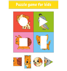 Puzzle game for kids cutting practice fruits and Vector Image