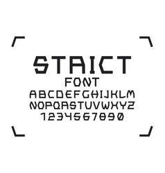 Strict font alphabet Royalty Free Vector Image