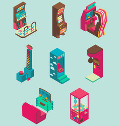 Isometric pictures of machinery factory machine Vector Image