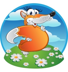 Cheerful fun Fox on the background Royalty Free Vector Image