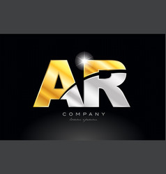 Combination letter vr v r alphabet with gold Vector Image