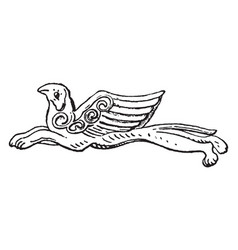 Gold griffin pin vintage engraving Royalty Free Vector Image