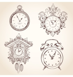 Old vintage clock set Royalty Free Vector Image