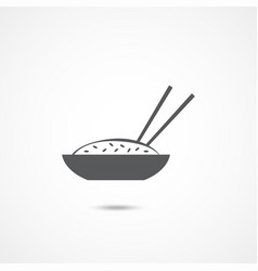 Rice bowl asian food dish realistic icon Vector Image