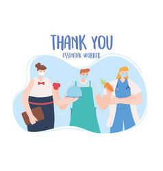 Thank you essential workers female waitress Vector Image