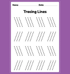 Tracing pattern right curve lines worksheet Vector Image