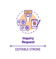 Inquiry request concept icon Royalty Free Vector Image