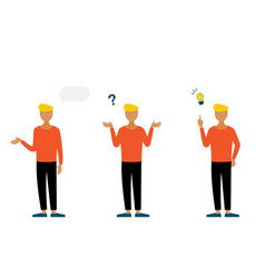 Person pose set speaking questioning solving Vector Image