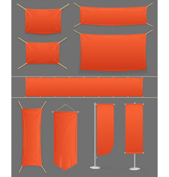 Cloth red banner 3d realistic Royalty Free Vector Image