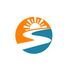 Sun river logo Royalty Free Vector Image - VectorStock