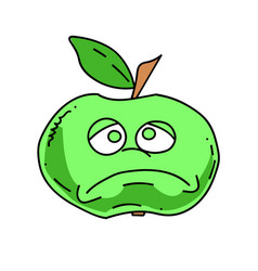 Crying red apple cartoon Royalty Free Vector Image