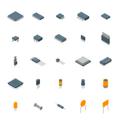 Big set of isometric electronic components Vector Image