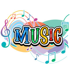 Cartoon cute doodles music word colorful Vector Image