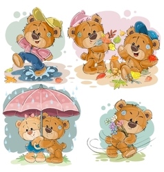 Set clip art teddy bears Royalty Free Vector Image