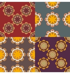 Four decorative symmetric seamless patterns Vector Image