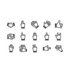 Hand gestures icons handshake clapping hands Vector Image