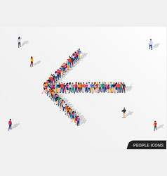 Big people crowd gathering in shape arrow sign Vector Image