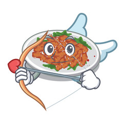 Cupid sesame chicken served on mascot plate Vector Image