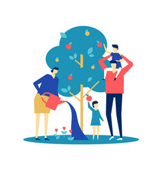 Family nature walks Royalty Free Vector Image - VectorStock