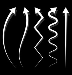 Set 5 different long vertical arrow elements Vector Image