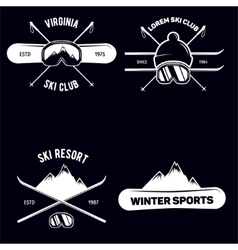 Vintage ski or winter sports logos badges Vector Image