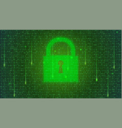 Polygonal lock on binary code background Vector Image