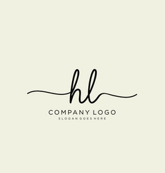 Hl initial handwriting logo with rectangle Vector Image