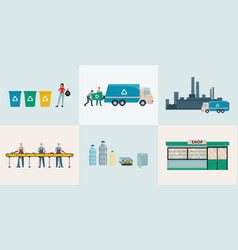 Waste bin trash recycling and separation Vector Image